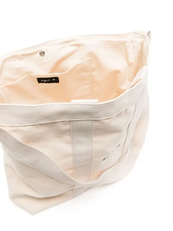 AGNES B. Logo-print Canvas Tote
