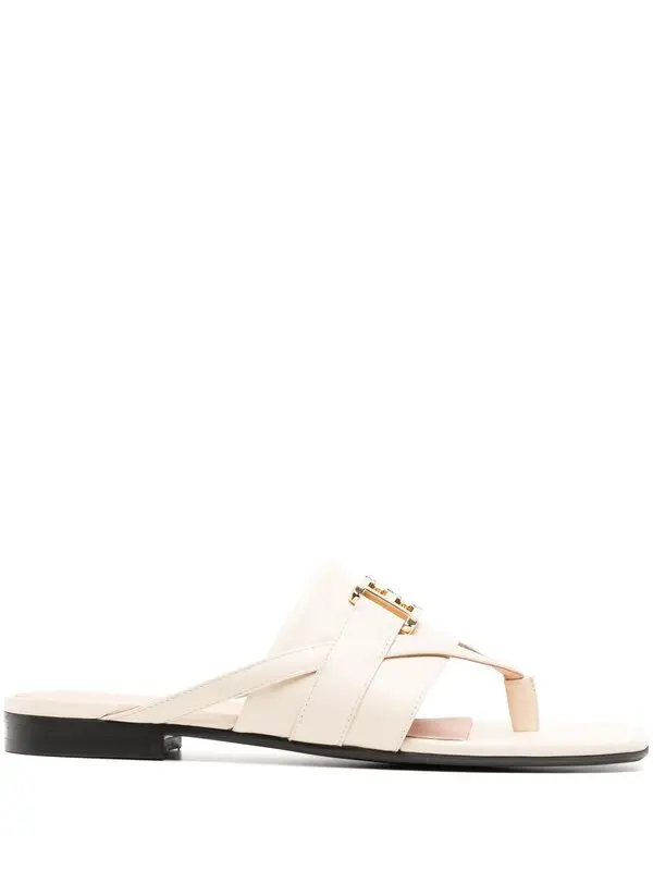 Bally Elia Leather Flat Sandals - White