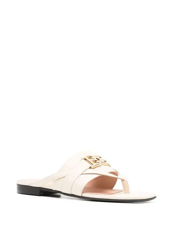 Bally Elia Leather Flat Sandals - White