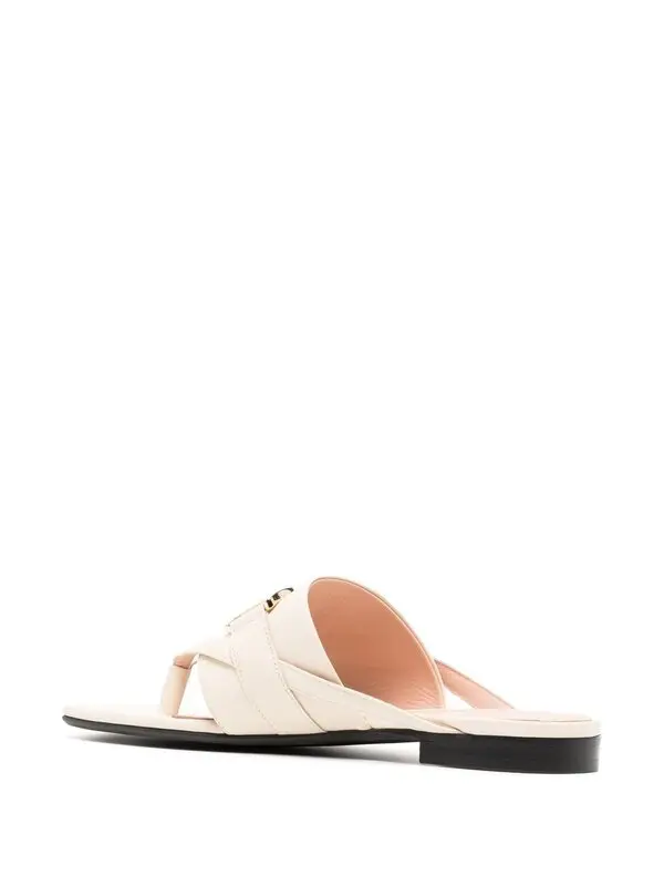 Bally Elia Leather Flat Sandals - White