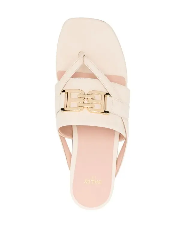 Bally Elia Leather Flat Sandals - White