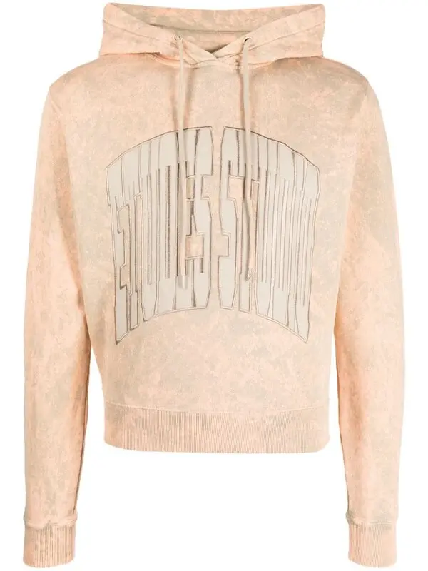Études Studio Embroidered-logo Bleach Hoodie - Orange