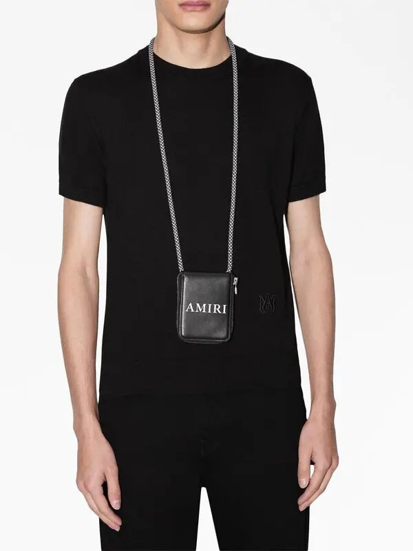 Amiri Leather Logo Print Crossbody Wallet Bag