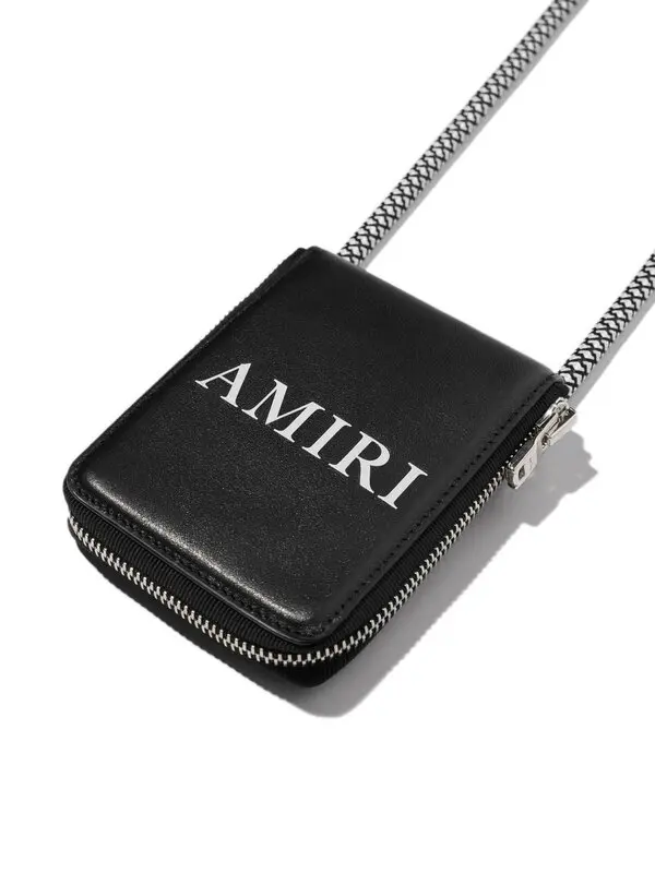 Amiri Leather Logo Print Crossbody Wallet Bag