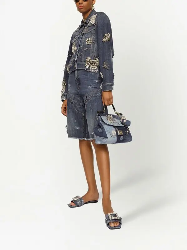 Dolce & Gabbana Sicily Medium Patchwork Denim Top-handle Bag