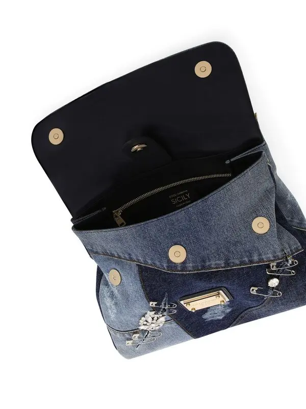 Dolce & Gabbana Sicily Medium Patchwork Denim Top-handle Bag