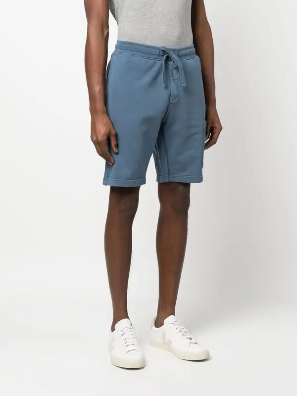 Stone Island Logo-patch Detail Shorts - Blue