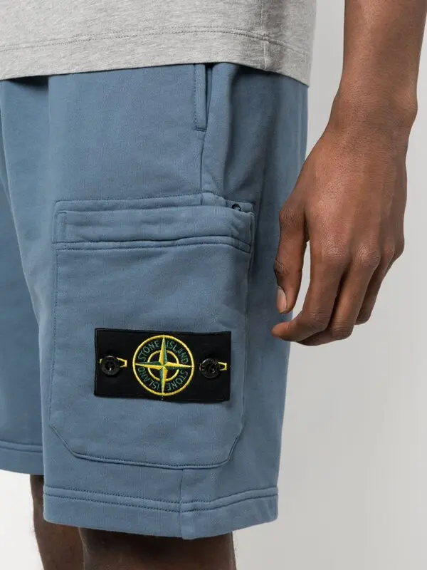 Stone Island Logo-patch Detail Shorts - Blue