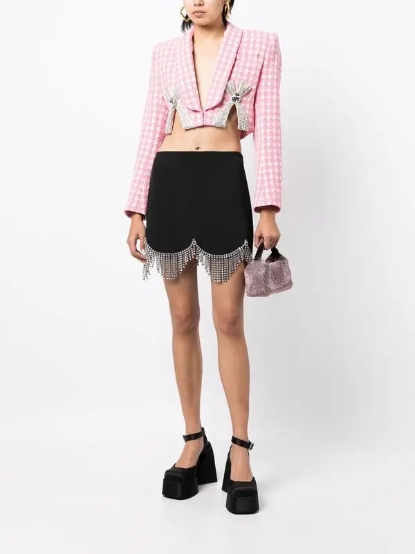 AREA Deco Bow Slit Cropped Blazer