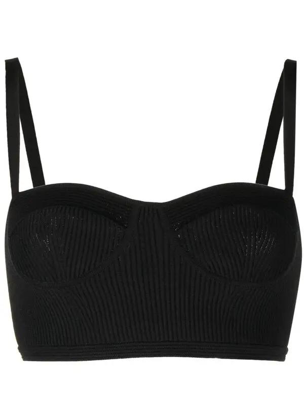 Alexander McQueen Ribbed-knit Bra Top - Black