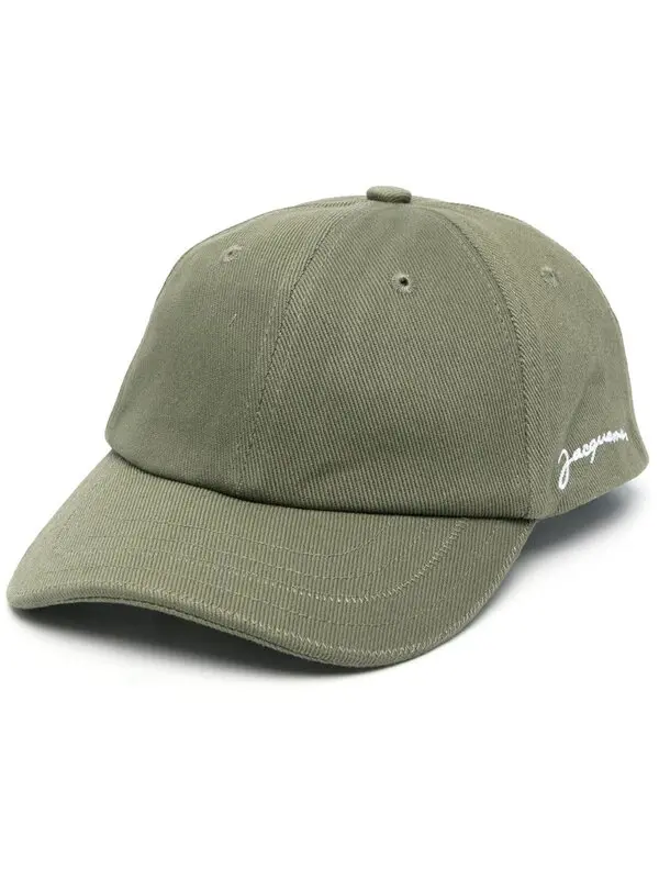 Jacquemus Embroidered-logo Cotton Cap - Green