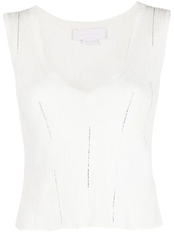 GENNY Embellished Rib Vest - White