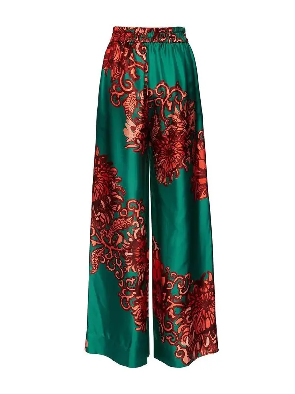 La DoubleJ Floral Print Palazzo Trousers - Green