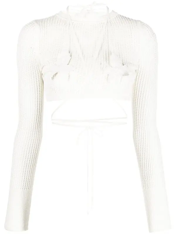 ANDREĀDAMO Open-knit Crop Top
