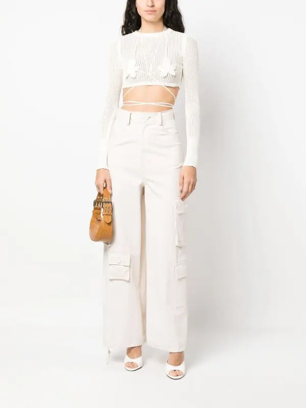 ANDREĀDAMO Open-knit Crop Top