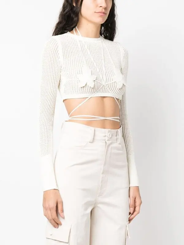 ANDREĀDAMO Open-knit Crop Top