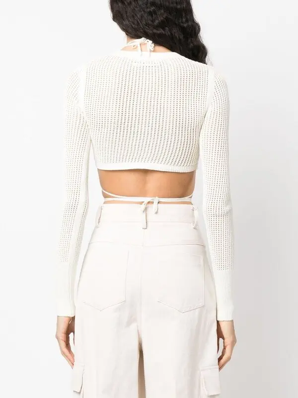 ANDREĀDAMO Open-knit Crop Top