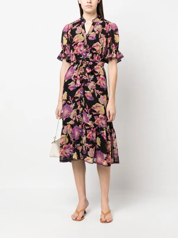 Diane Von Furstenberg Floral Print Chiffon Midi Dress