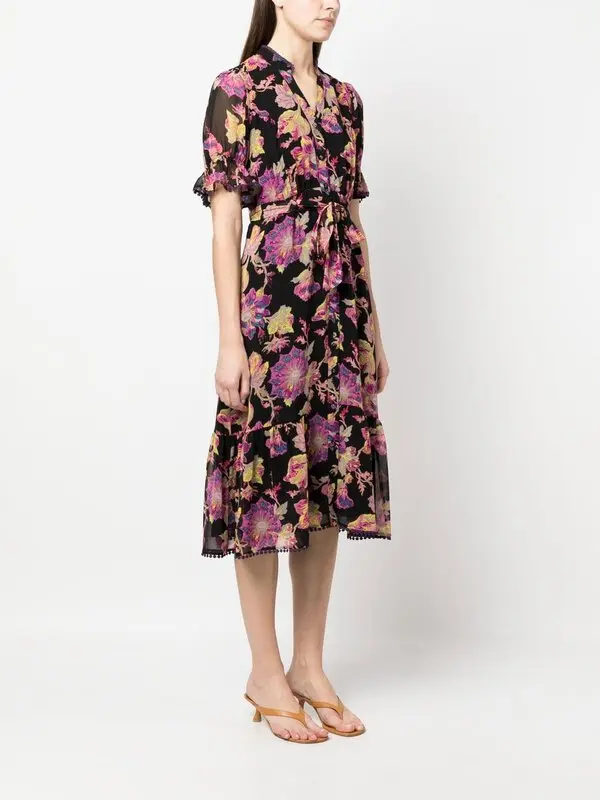 Diane Von Furstenberg Floral Print Chiffon Midi Dress
