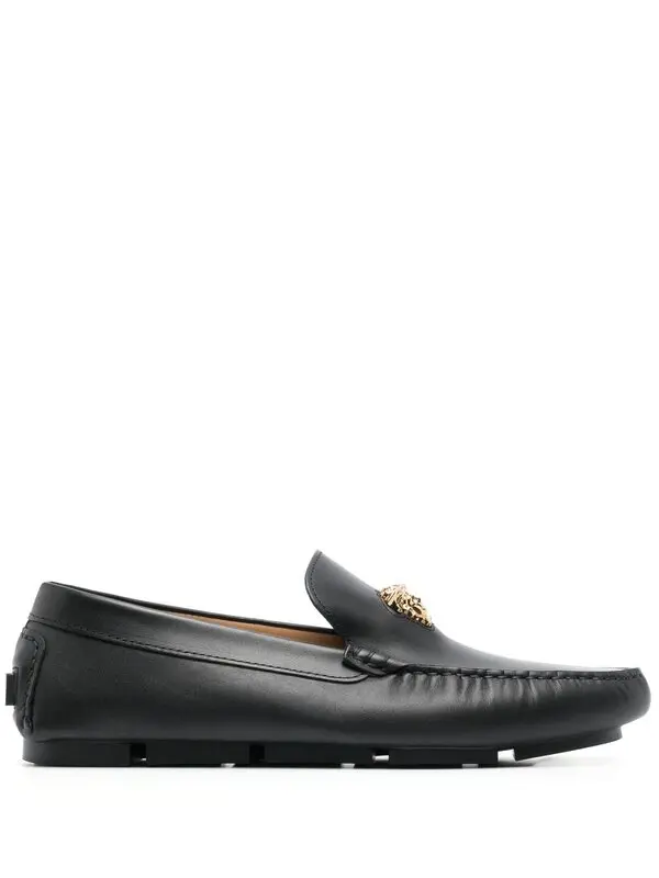 Versace La Medusa Leather Loafers - Black