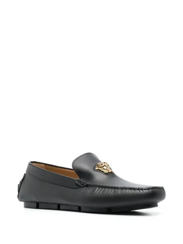 Versace La Medusa Leather Loafers - Black