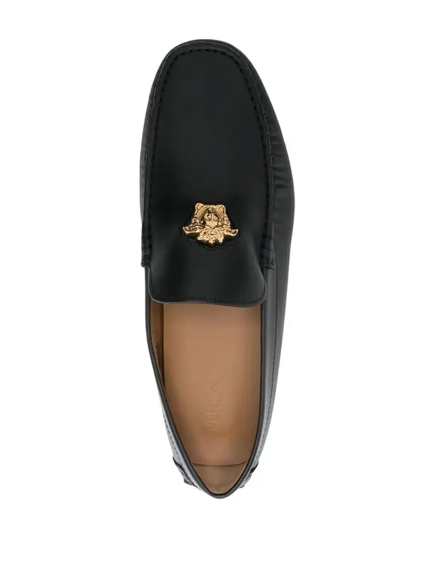 Versace La Medusa Leather Loafers - Black