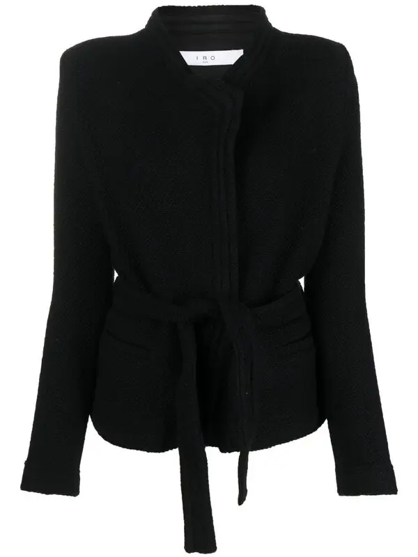 IRO PARIS Embossed-finish Belted Jacket - Black