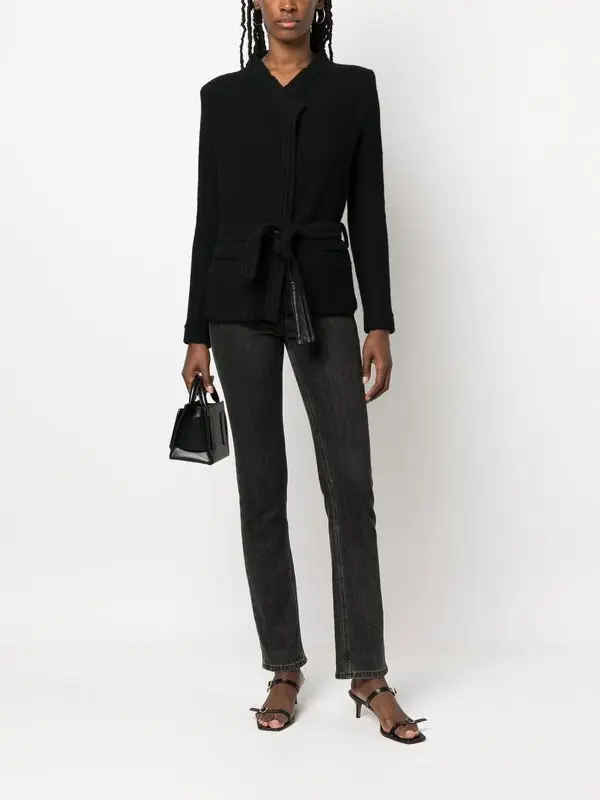 IRO PARIS Embossed-finish Belted Jacket - Black