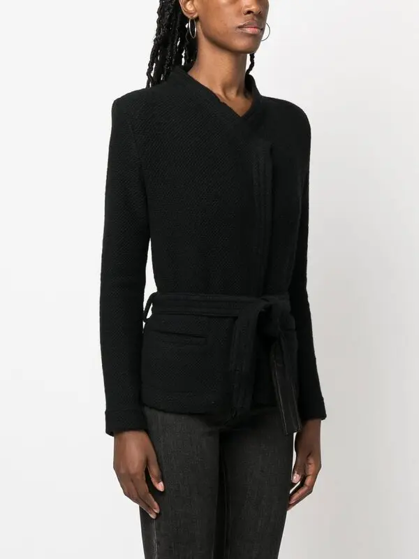 IRO PARIS Embossed-finish Belted Jacket - Black