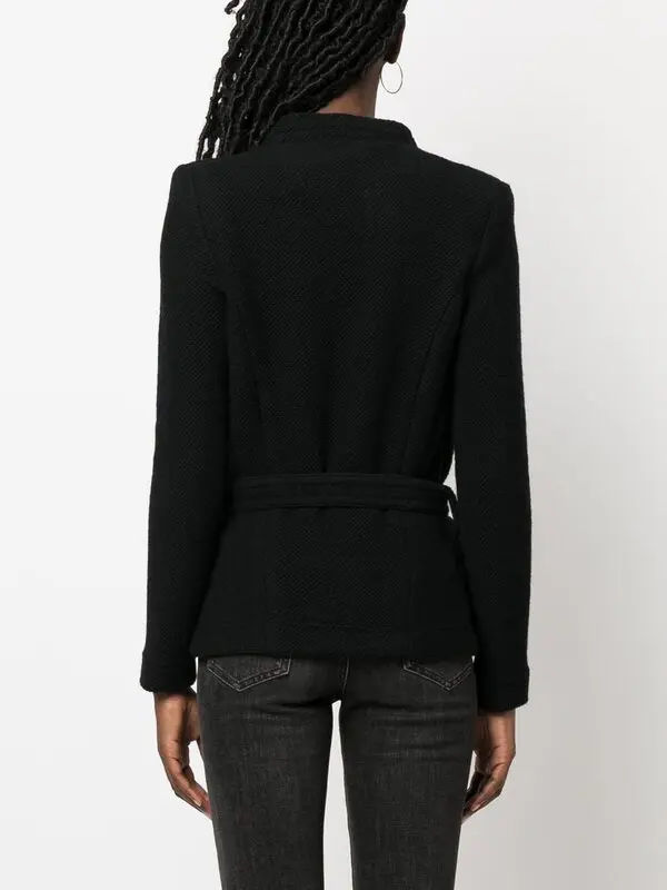 IRO PARIS Embossed-finish Belted Jacket - Black