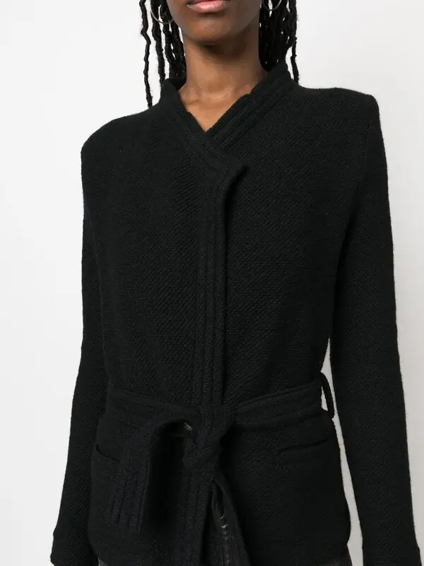 IRO PARIS Embossed-finish Belted Jacket - Black