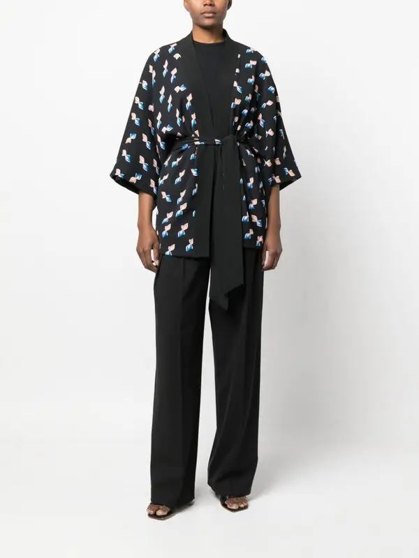 Diane Von Furstenberg Graphic-print Belted Kimono