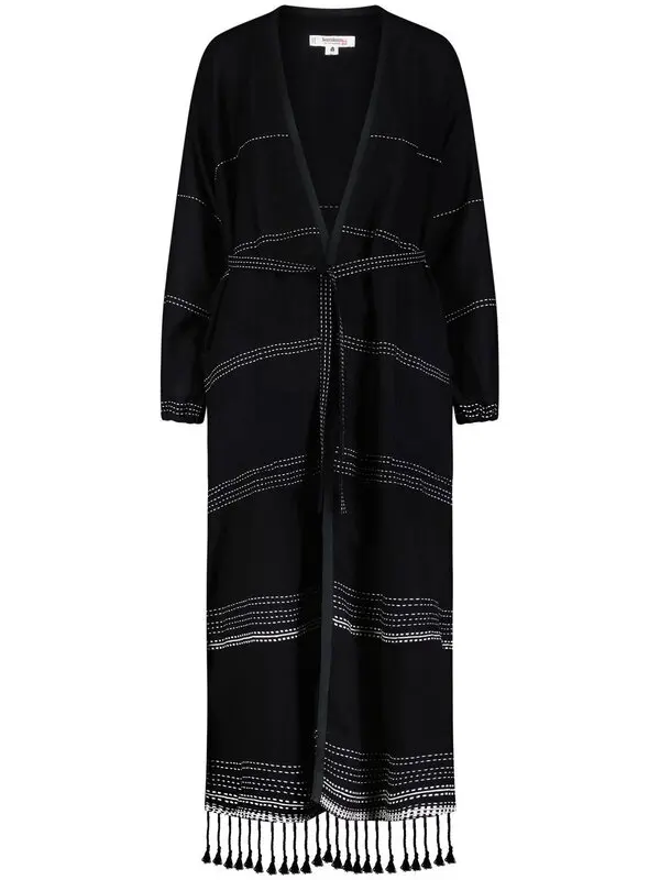 LEMLEM Leliti Fringed Beach Robe - Black