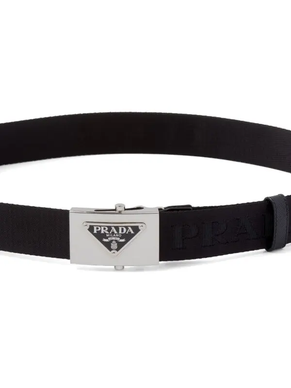 Prada Triangle Logo Woven Belt
