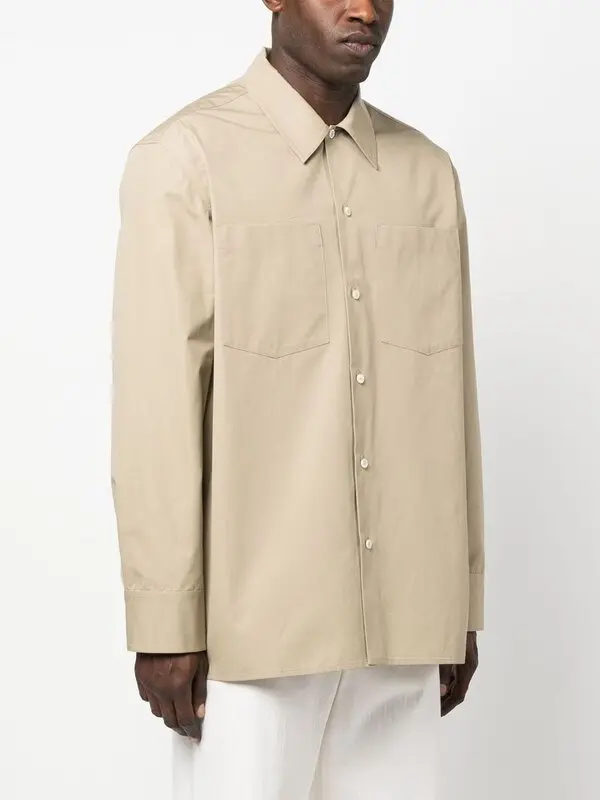 JIL SANDER Long-sleeve Cotton Shirt - Neutrals