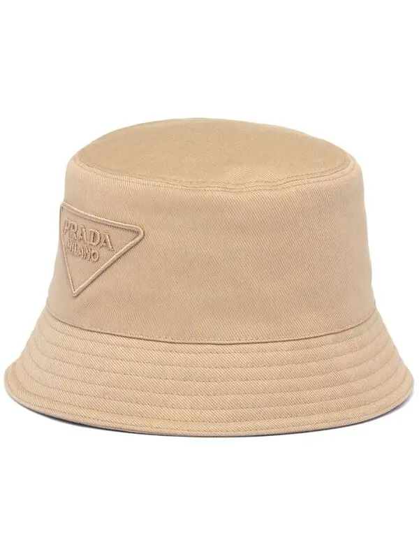 Prada Beige Nylon Bucket Hat with Triangular Logo Plaque PRADA Triangle Logo-Plaque Bucket Hat | endource main image 3