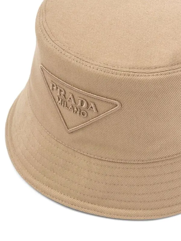 Prada Logo-Embroidered Bucket Hat - Neutrals | Editorialist display picture 1