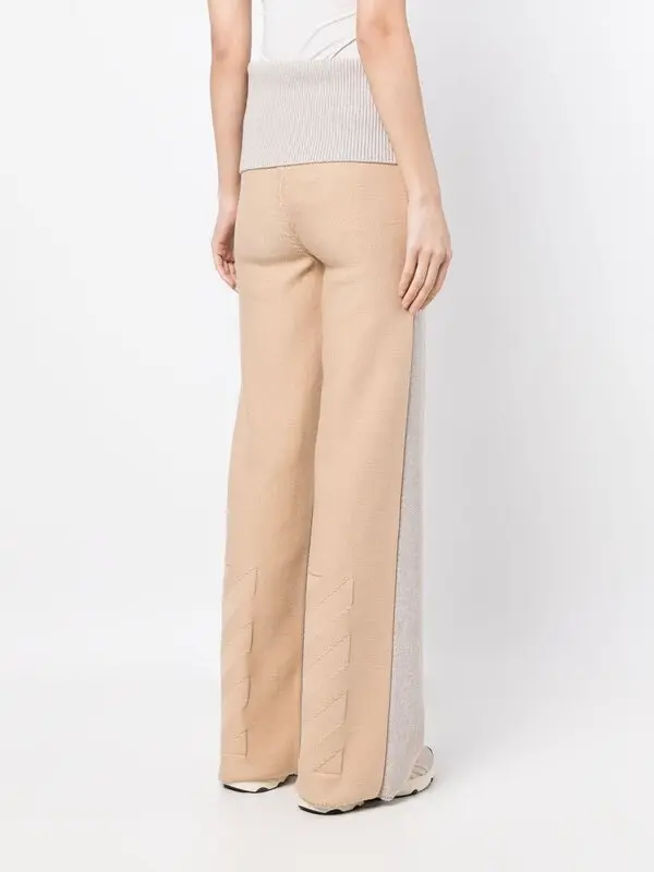 Off-White Diag Languid Two-tone Knit Trousers - Neutrals
