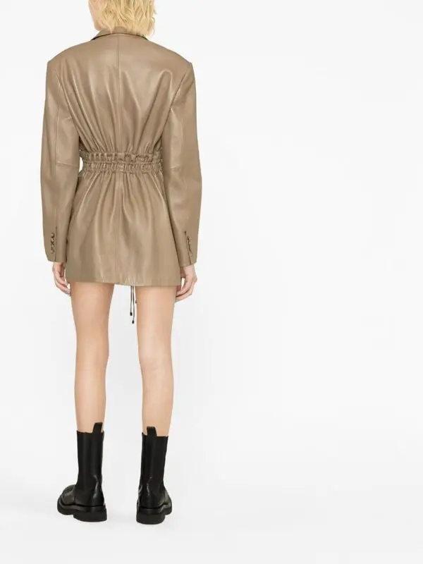 THE MANNEI Irbid Leather Blazer Dress - Brown