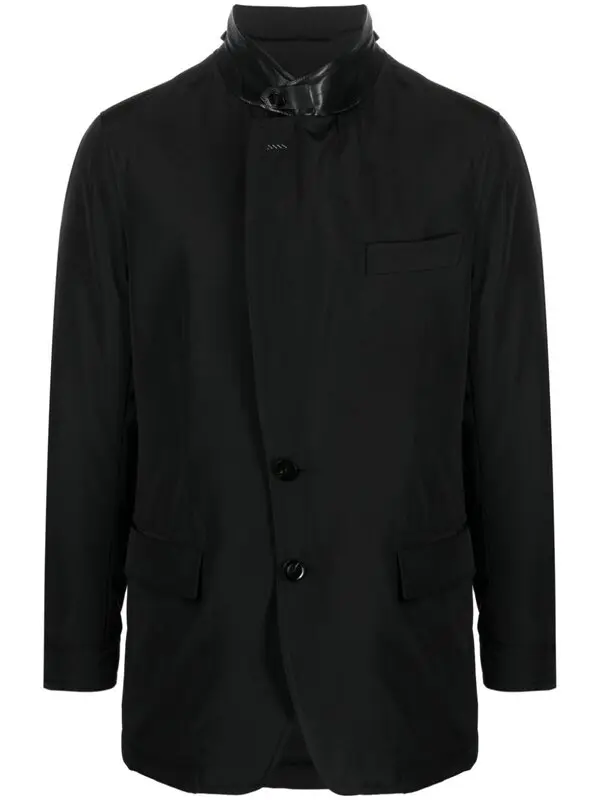TOM FORD Leather-trim Single-breasted Blazer