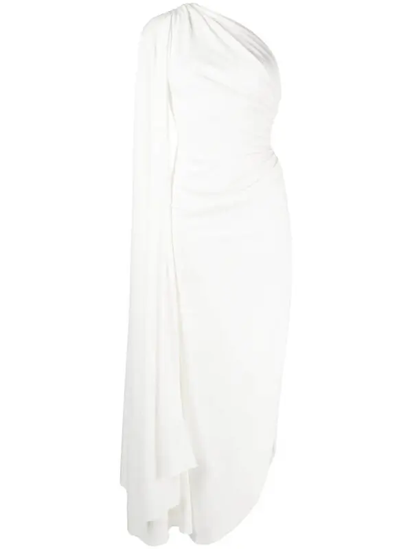RHEA COSTA One-shoulder Gathered Dress
