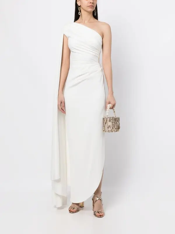 RHEA COSTA One-shoulder Gathered Dress