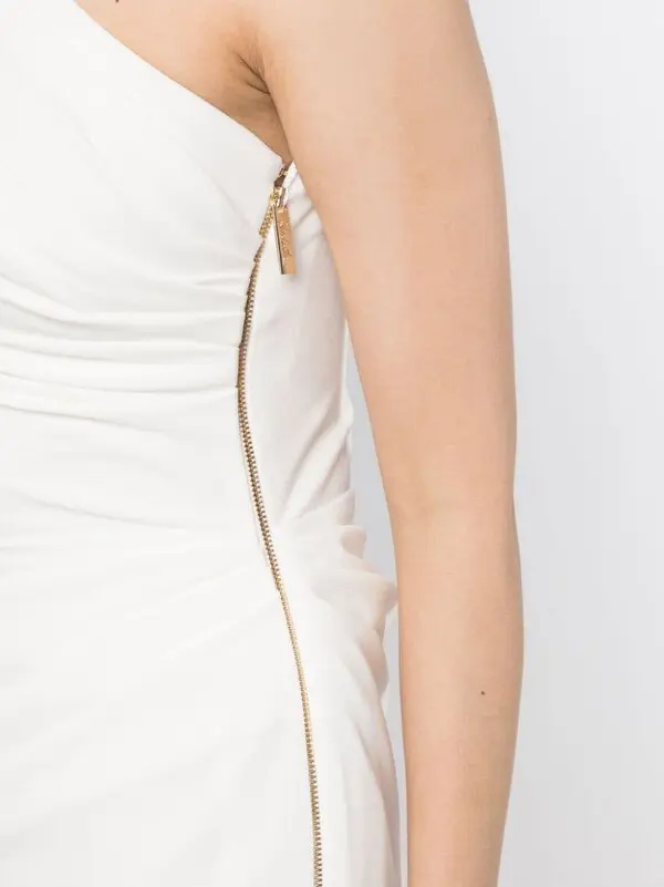 RHEA COSTA One-shoulder Gathered Dress