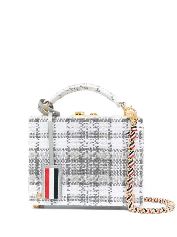 Thom Browne Mini Woven Tartan Tweed Bag - Grey