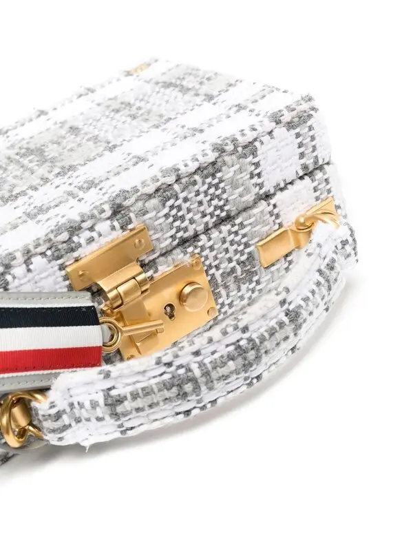 Thom Browne Mini Woven Tartan Tweed Bag