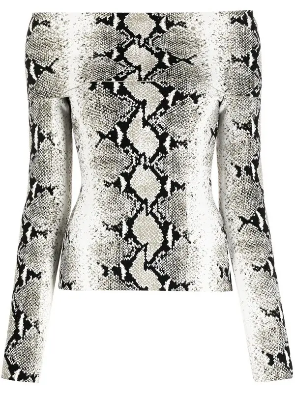 Khaite Snakeskin-print Off-shoulder Top - White