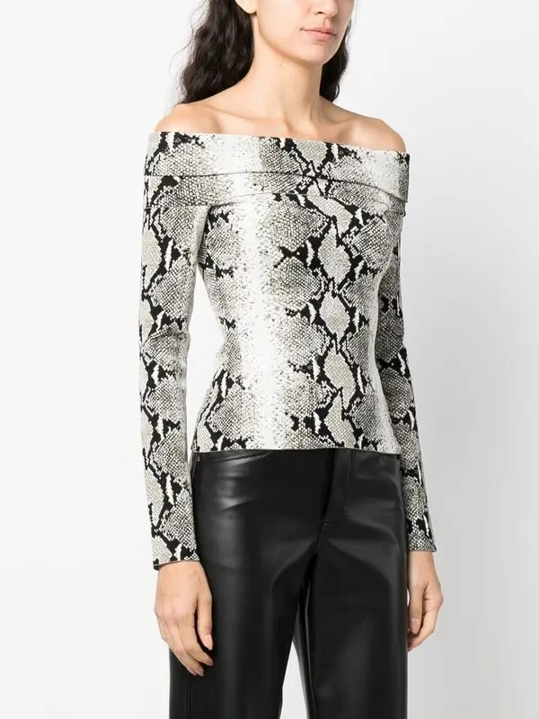 Khaite Snakeskin-print Off-shoulder Top