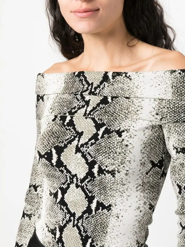 Khaite Snakeskin-print Off-shoulder Top