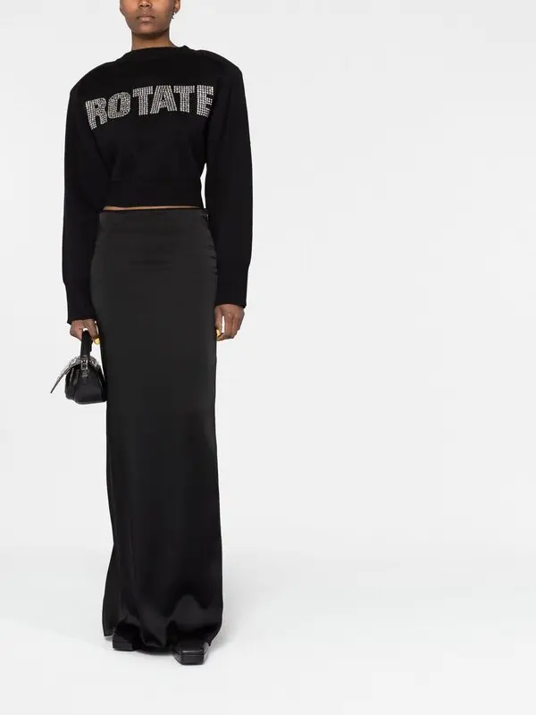 ROTATE BY BIRGER CHRISTENSEN Long Sleeves Cropped Sweatshirt - Black