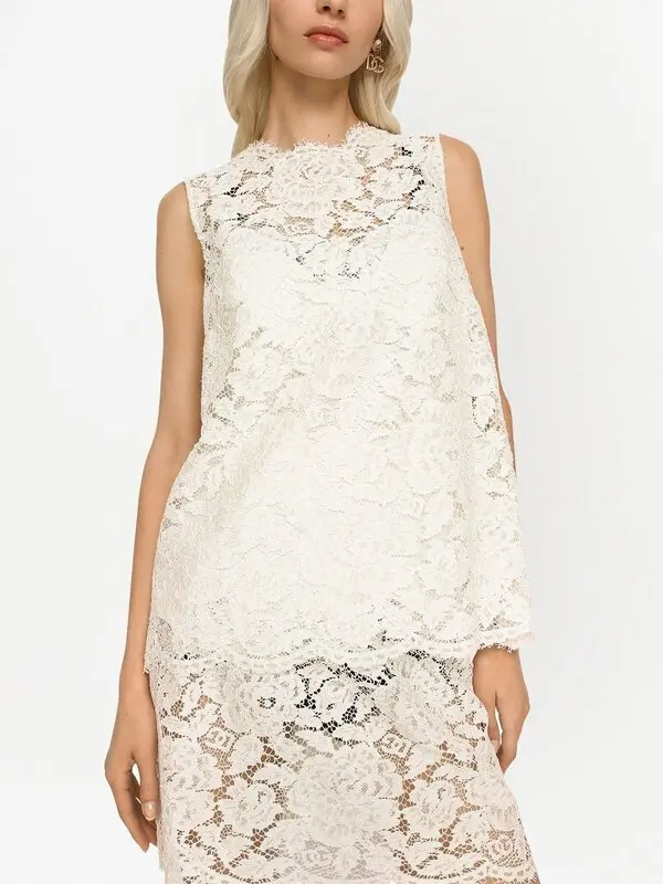 Dolce & Gabbana Floral-lace Top - White